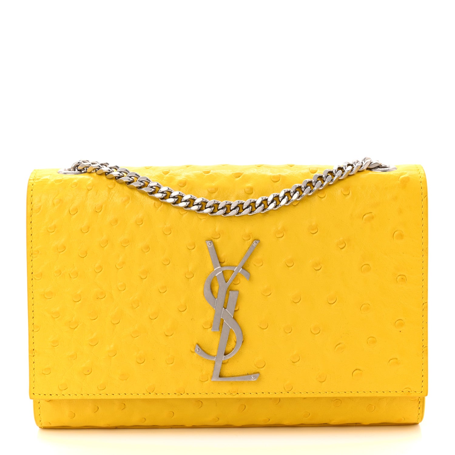 Saint Laurent Ostrich Calfskin Embossed Small Monogram Kate Satchel ...