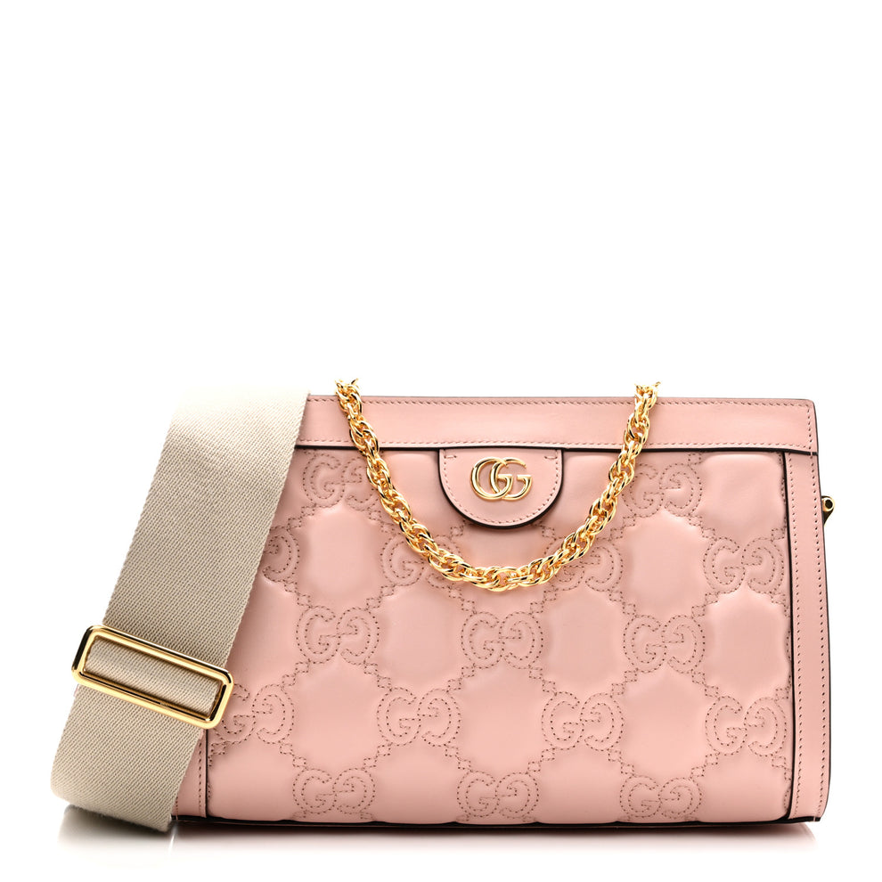 Gucci Calfskin GG Matelasse Small Slim Chain Shoulder Bag Perfect Pink ...
