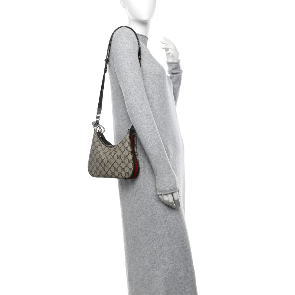 Gucci GG Supreme Monogram Textured Calfskin Web Small Attache Shoulder ...