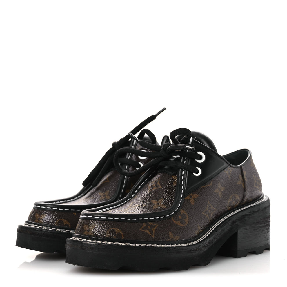 Louis Vuitton Monogram Calfskin Beaubourg Platform Derby Shoes Brown ...