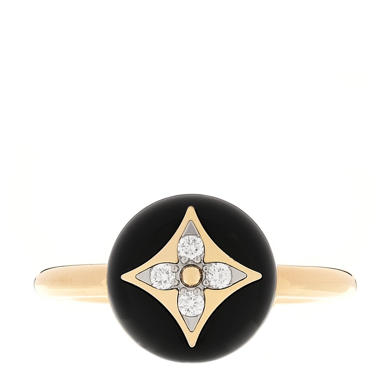 Louis Vuitton 18K Yellow Gold Diamond Black Onyx Idylle Blossom Ring 53 ...