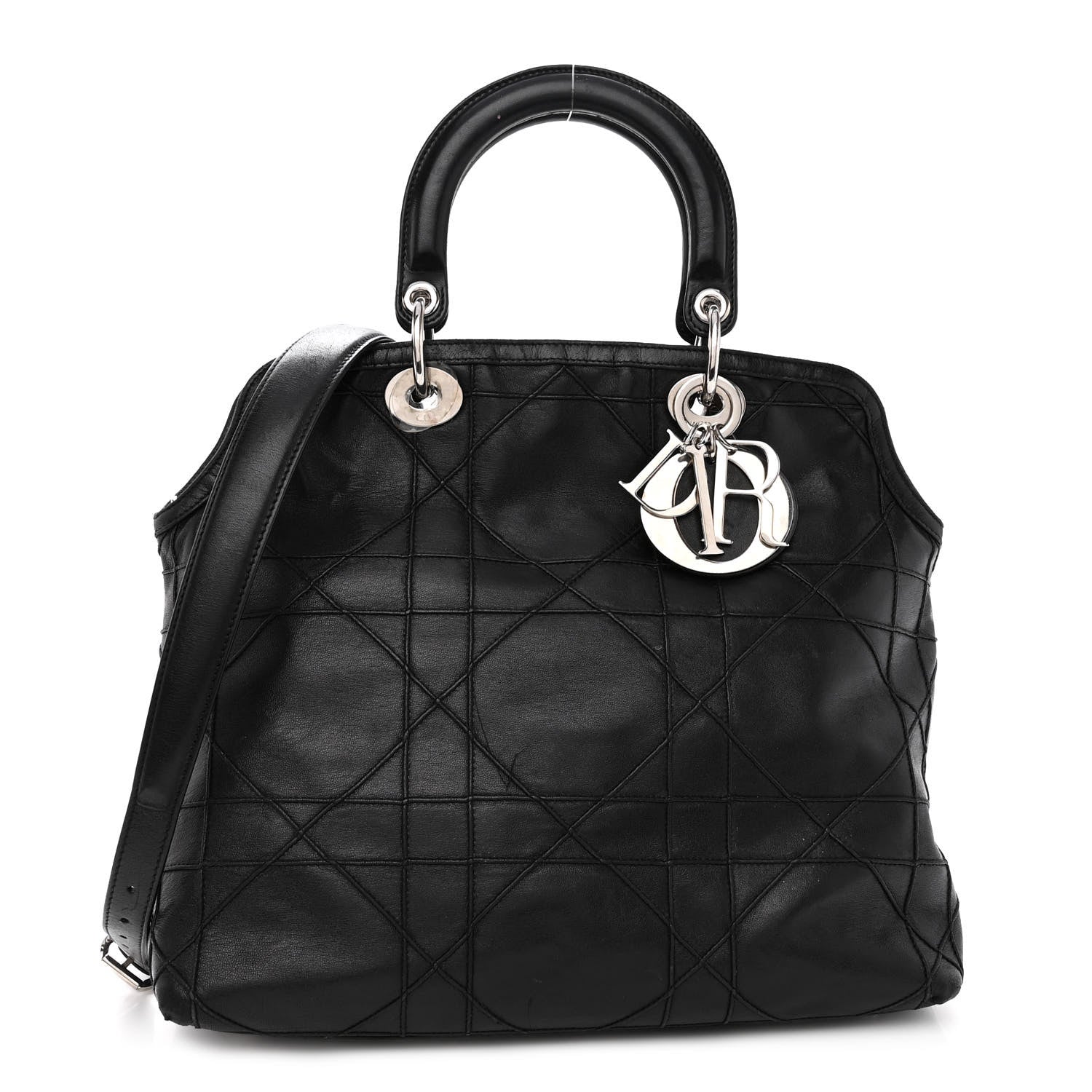 Christian Dior Lambskin Cannage Medium Granville Tote Black 1266019 ...