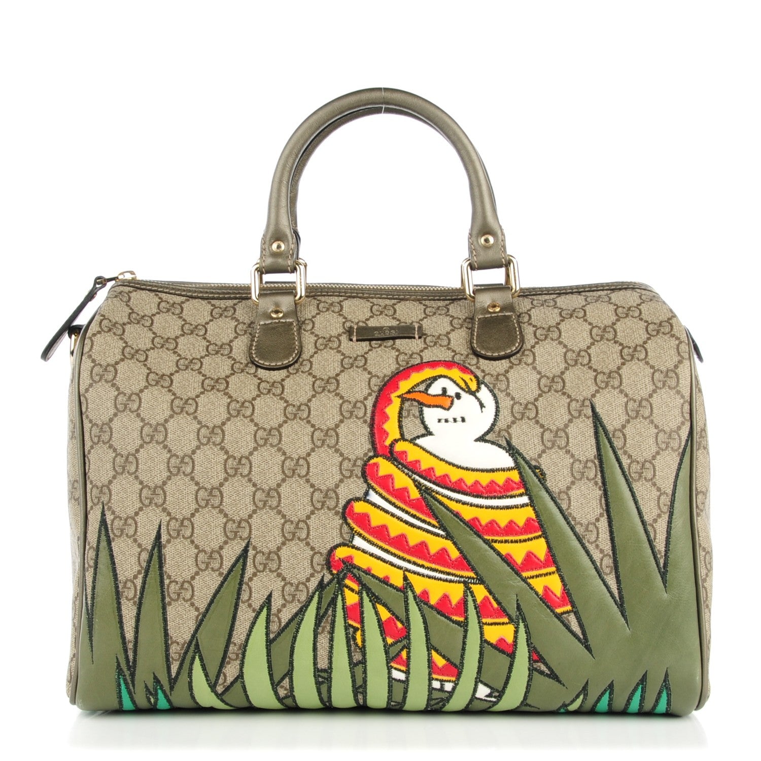 Gucci GG Plus Monogram Unicef Snowman in Africa Medium Joy Boston ...
