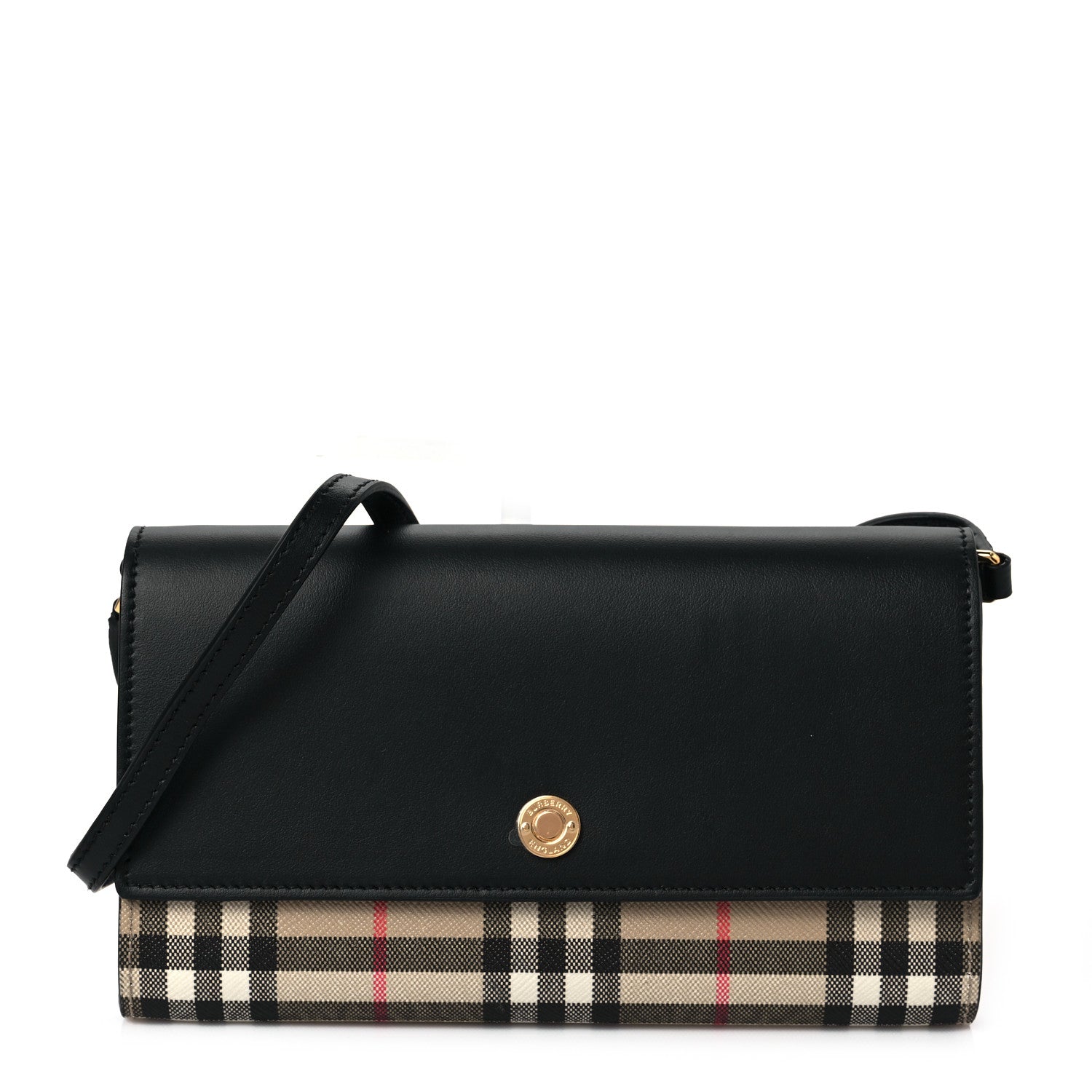 Burberry Calfskin Vintage Check Hannah Wallet with Detachable Strap ...