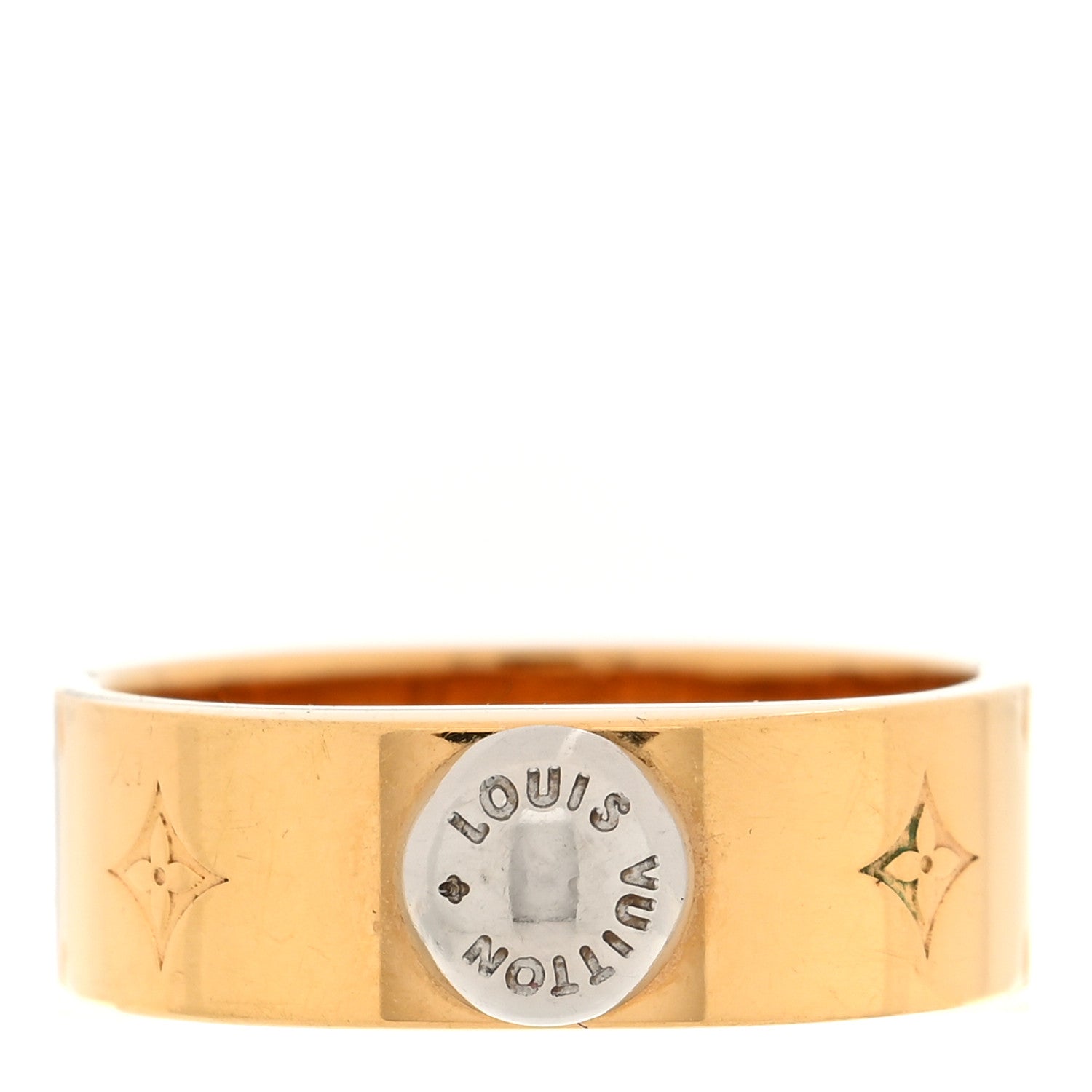 Louis Vuitton Brass Monogram Engraved Nanogram Ring S Gold 1723040 ...