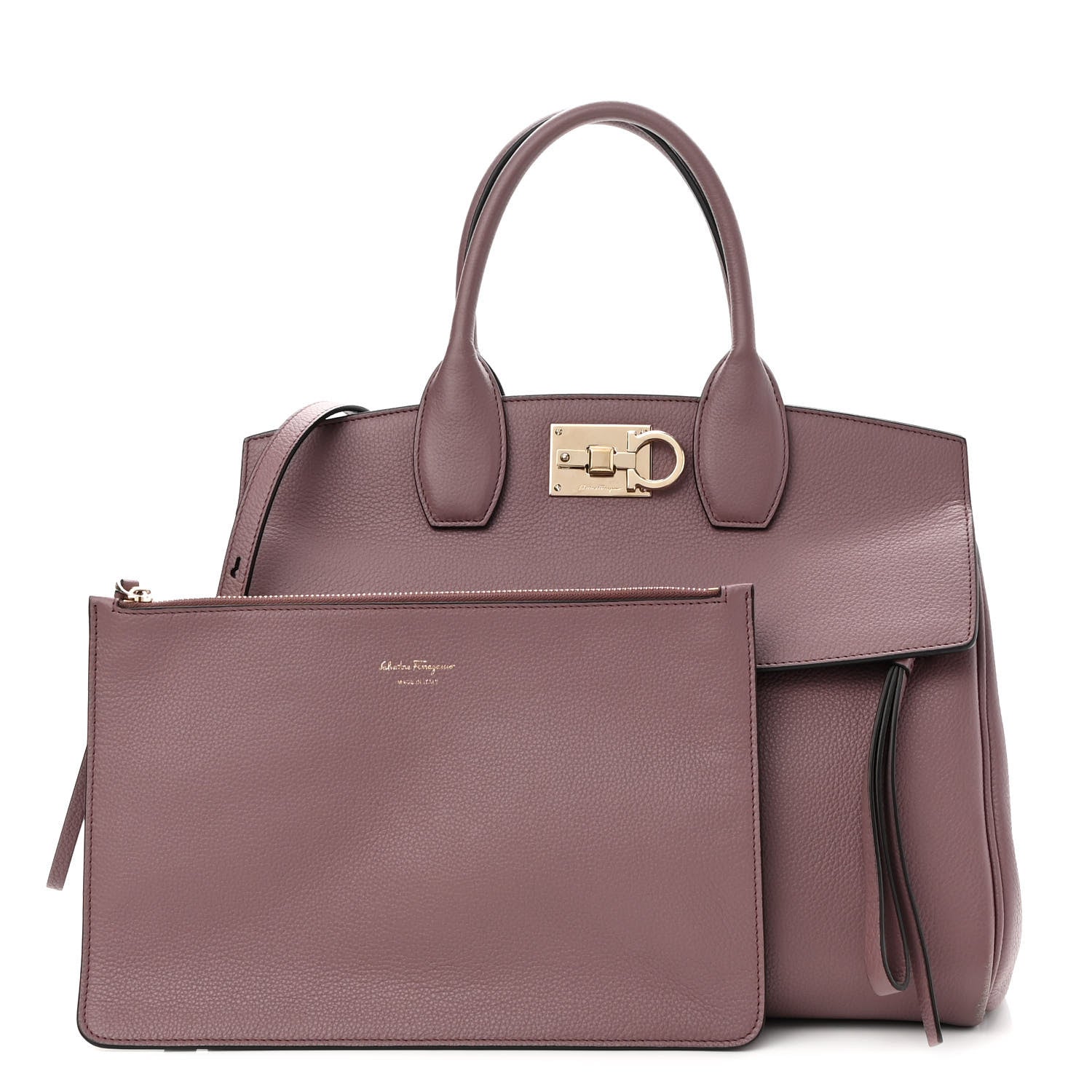Salvatore Ferragamo Calfskin Large Studio Bag Caraway Seed 1162039 ...