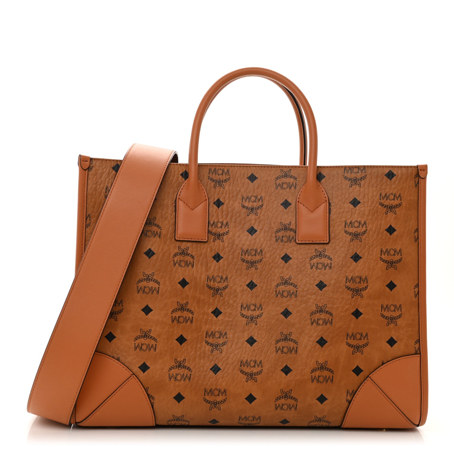MCM Visetos Large Munich Tote Cognac 1103827 – FASHIONPHILE