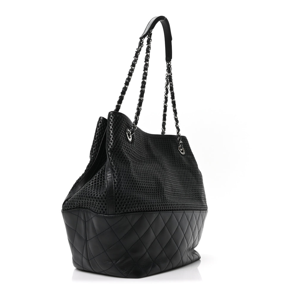 Chanel Calfskin Perforated Up In The Air North South Tote Black 1781775 ...