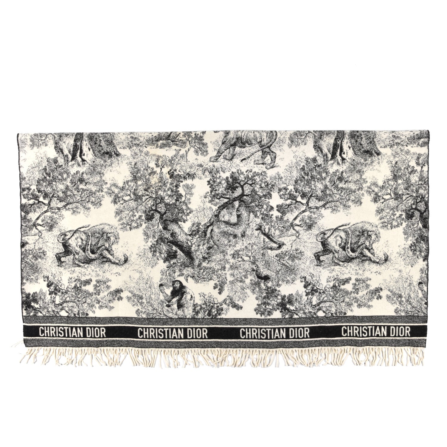 Christian Dior Cashmere Wool Toile De Jouy Throw Blanket Black White ...