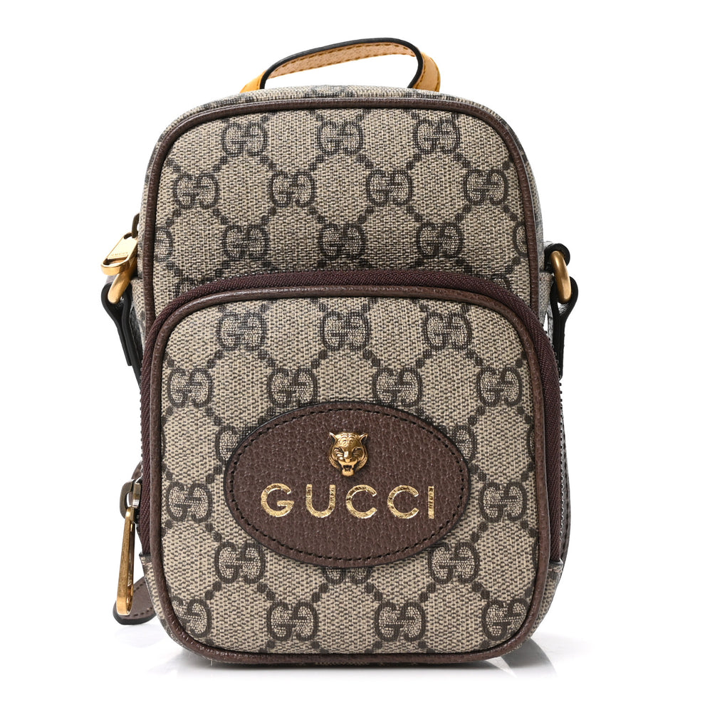 Gucci GG Supreme Monogram Mini Neo Vintage Double Zip Messenger Bag ...