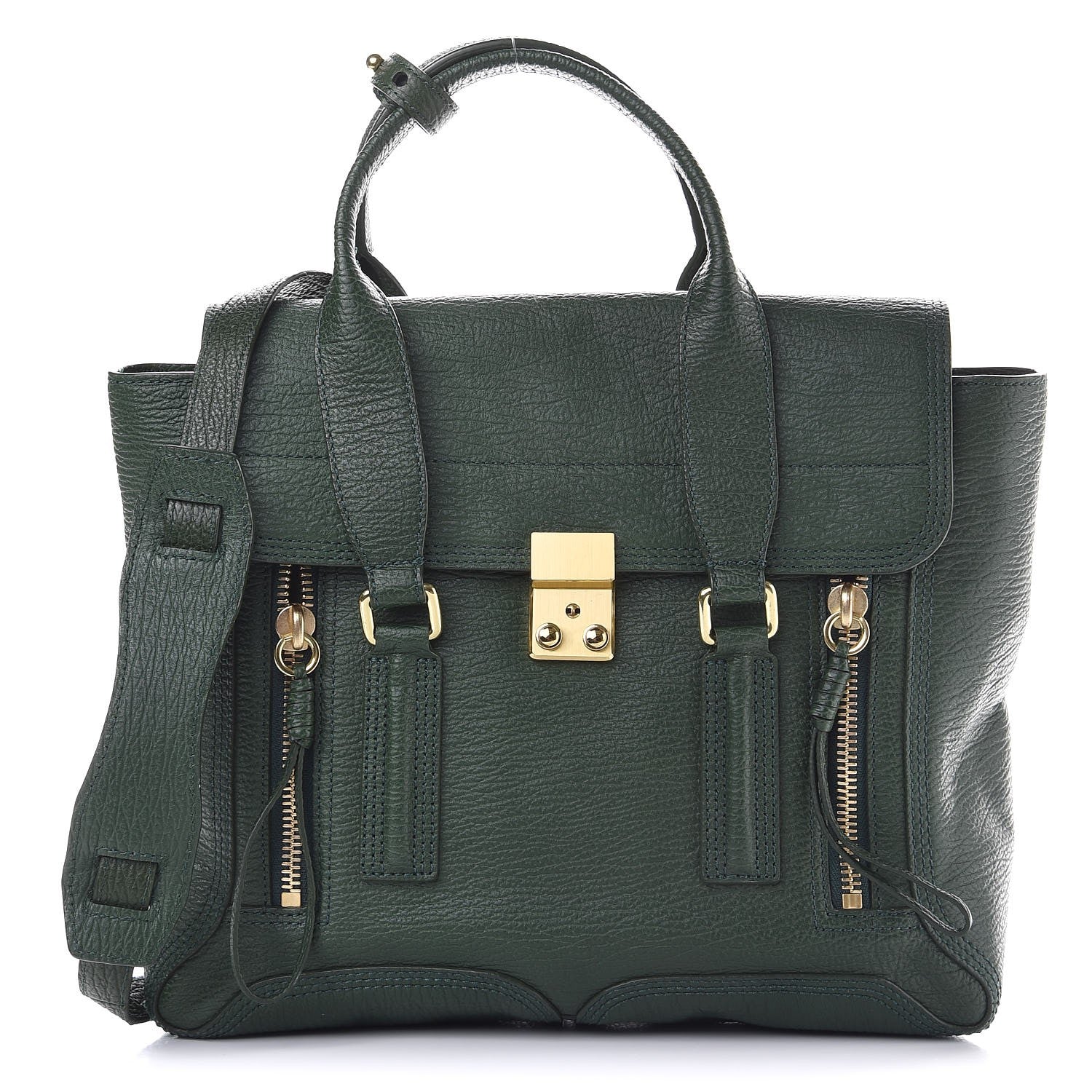 3.1 Phillip Lim 3.1 Textured Calfskin Medium Pashli Satchel Jade 292946 ...