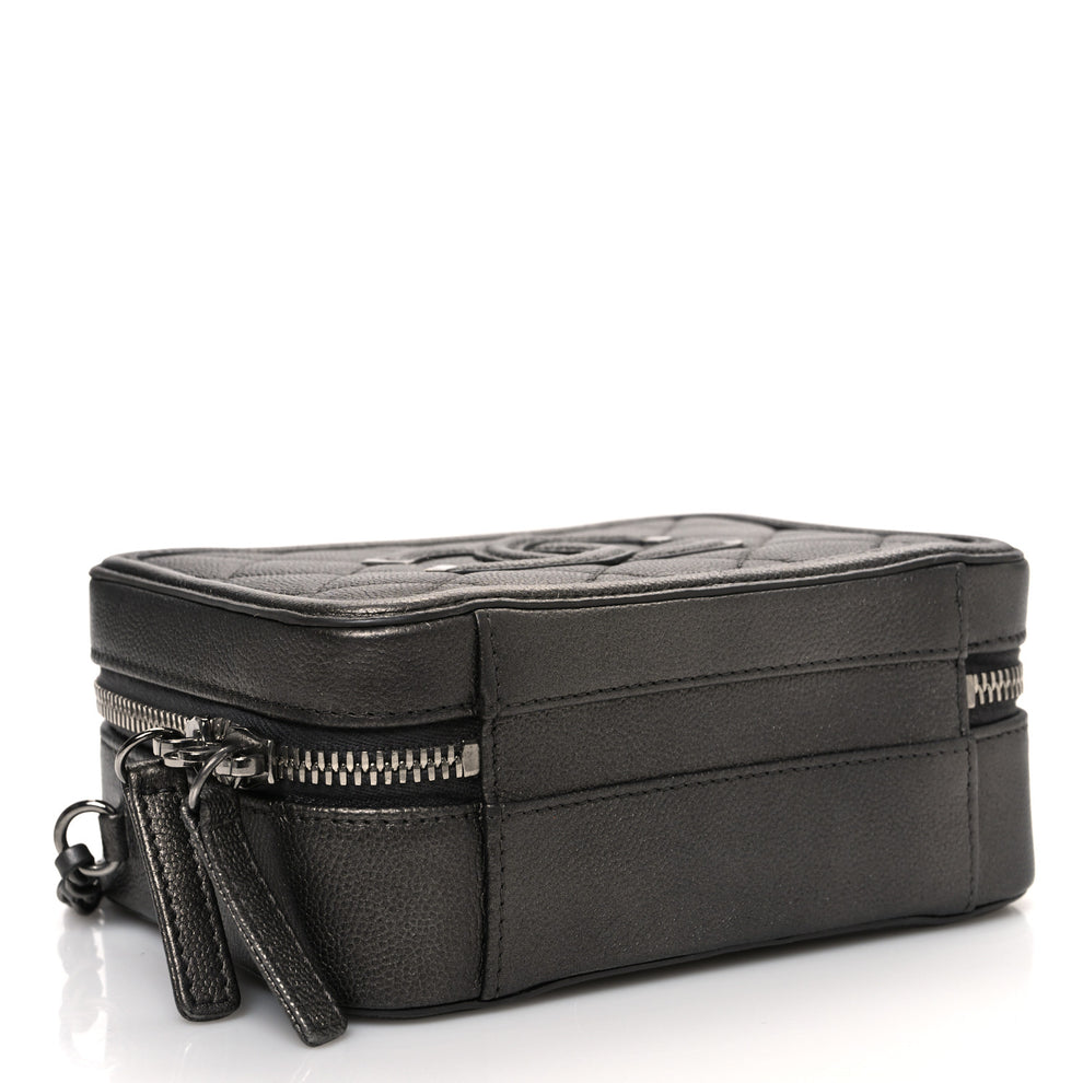 Chanel Metallic Caviar Quilted Small CC Filigree Vanity Case Dark ...