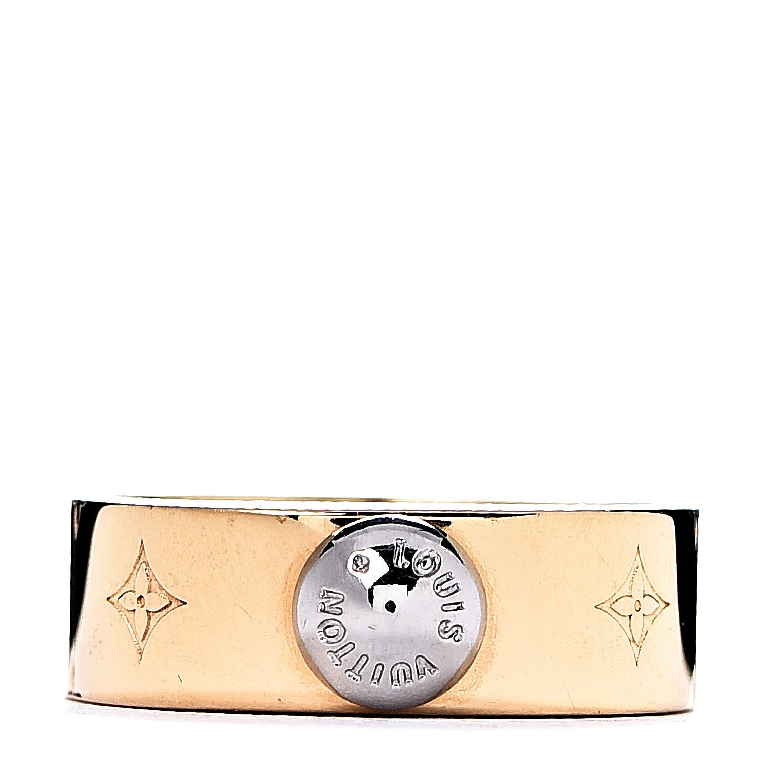 Louis Vuitton Brass Monogram Engraved Nanogram Ring S Gold 540834 ...