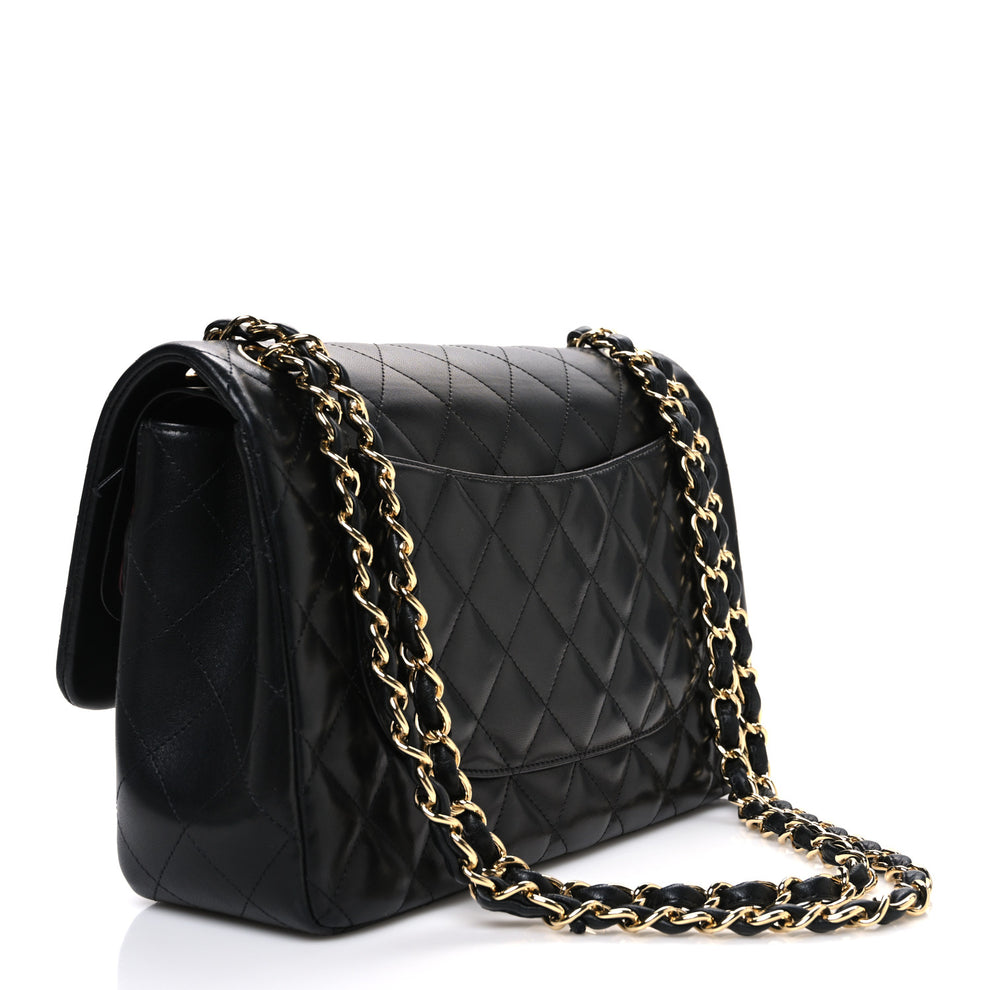 Chanel Lambskin Quilted Jumbo Double Flap Black 1786826 – FASHIONPHILE