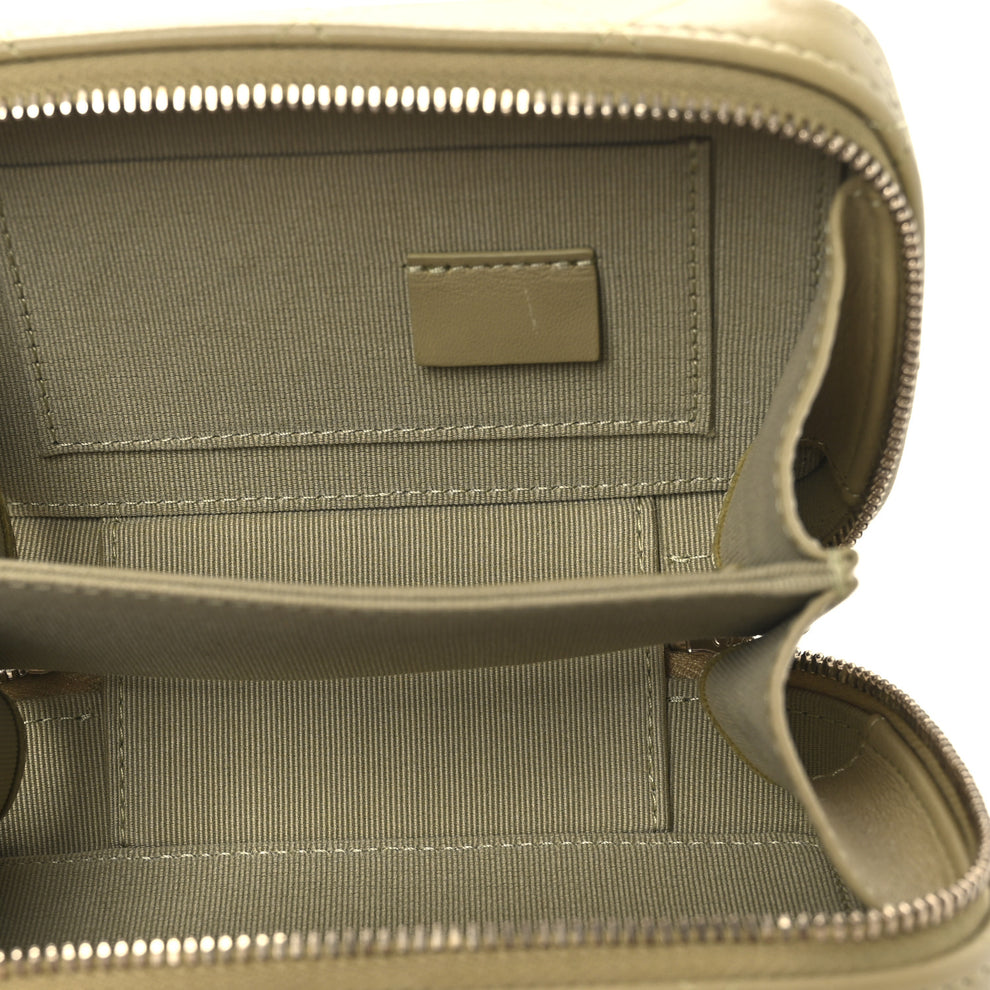 Chanel Lambskin Quilted Chain Top Handle Mini Vanity Case Light Green ...
