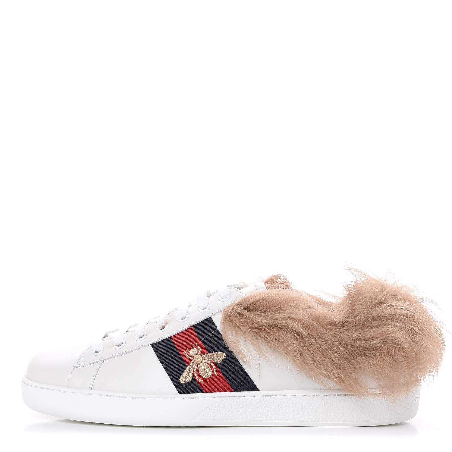 Gucci Calfskin Wool Web Bee Embroidered Mens Ace Sneakers 10 White ...