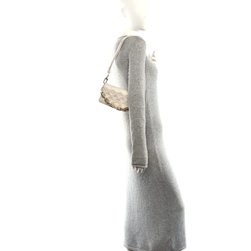 Louis Vuitton Lambskin Embossed Monogram Pochette Coussin Crossbody ...