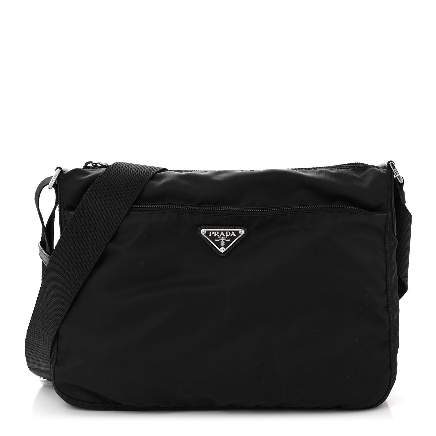 Prada Tessuto Nylon Messenger Bag Black 1565079 – FASHIONPHILE
