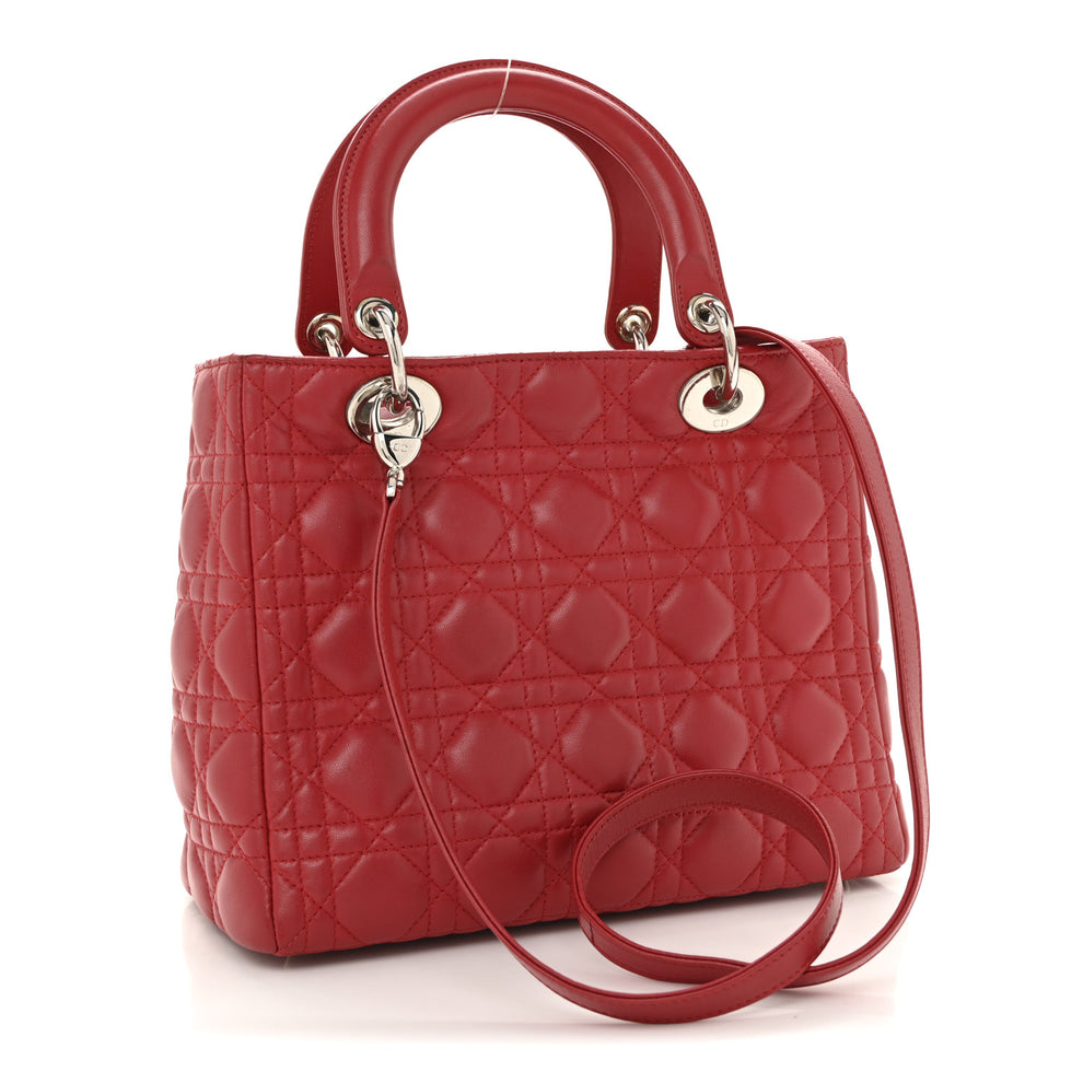 Christian Dior Lambskin Cannage Medium Lady Dior Red 1795921 – FASHIONPHILE