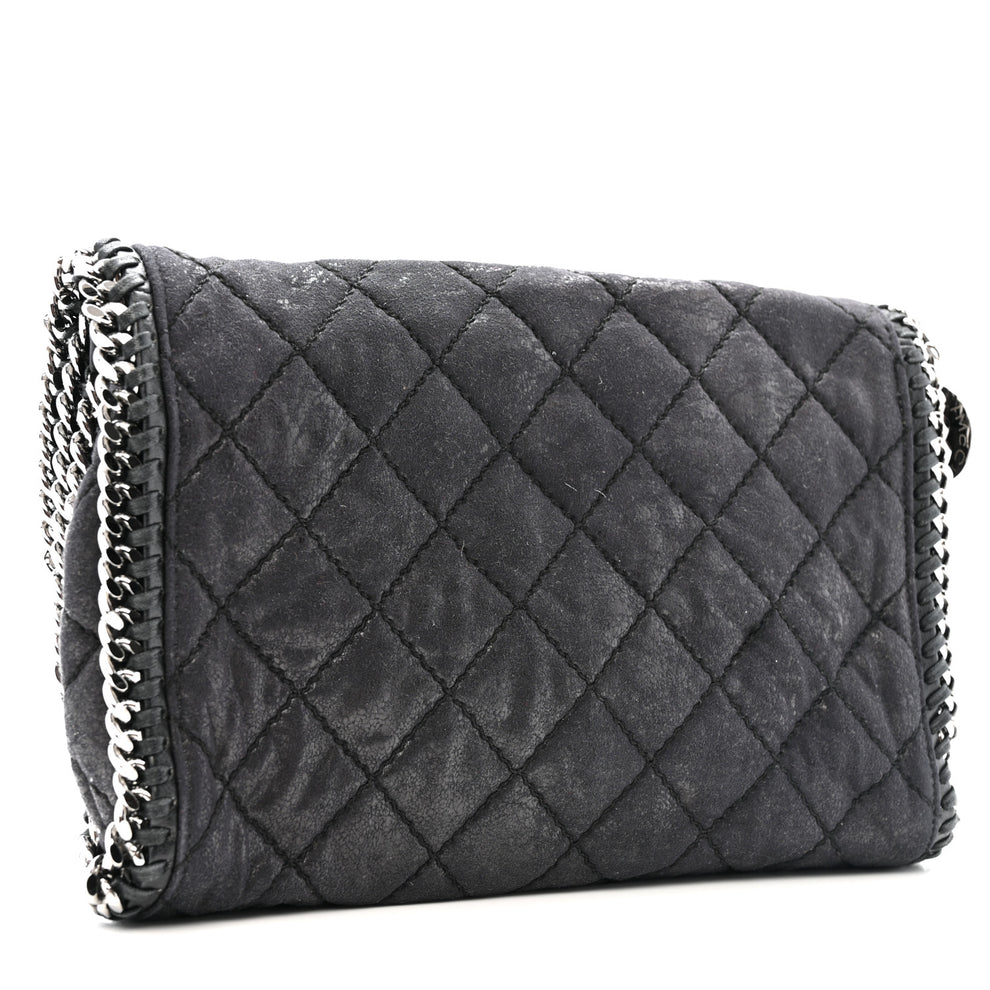 Stella McCartney Shaggy Deer Quilted Falabella Fold Over Clutch Black ...