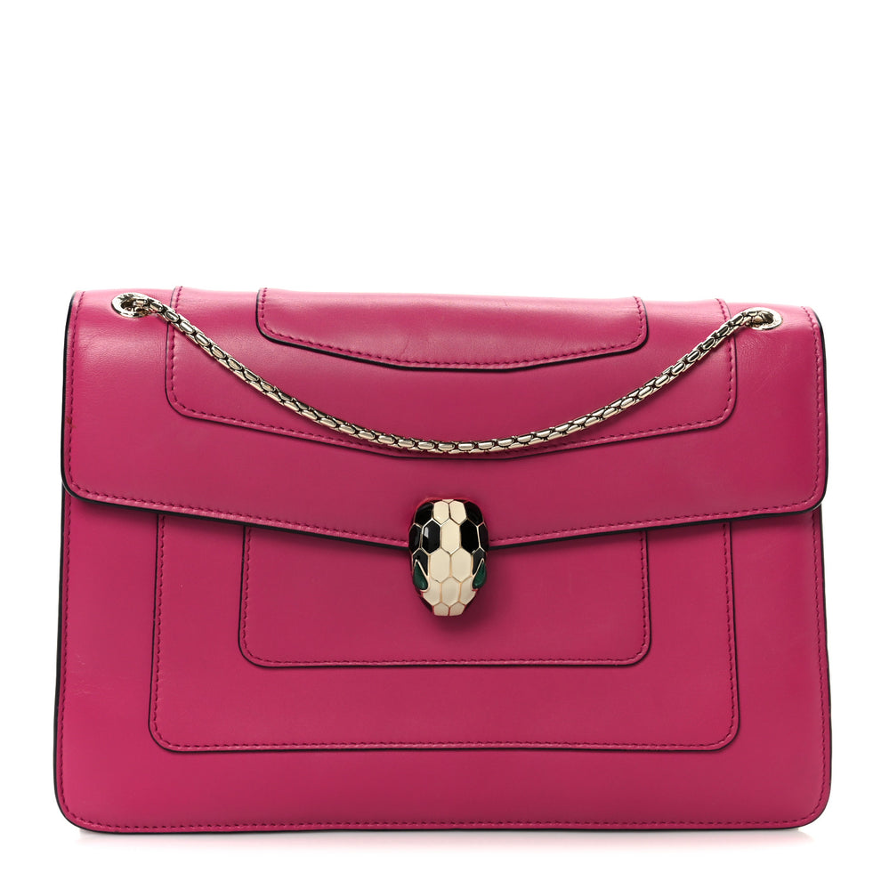 Bulgari Calfskin Serpenti Forever Snake Strap Crossbody Bag Pink ...