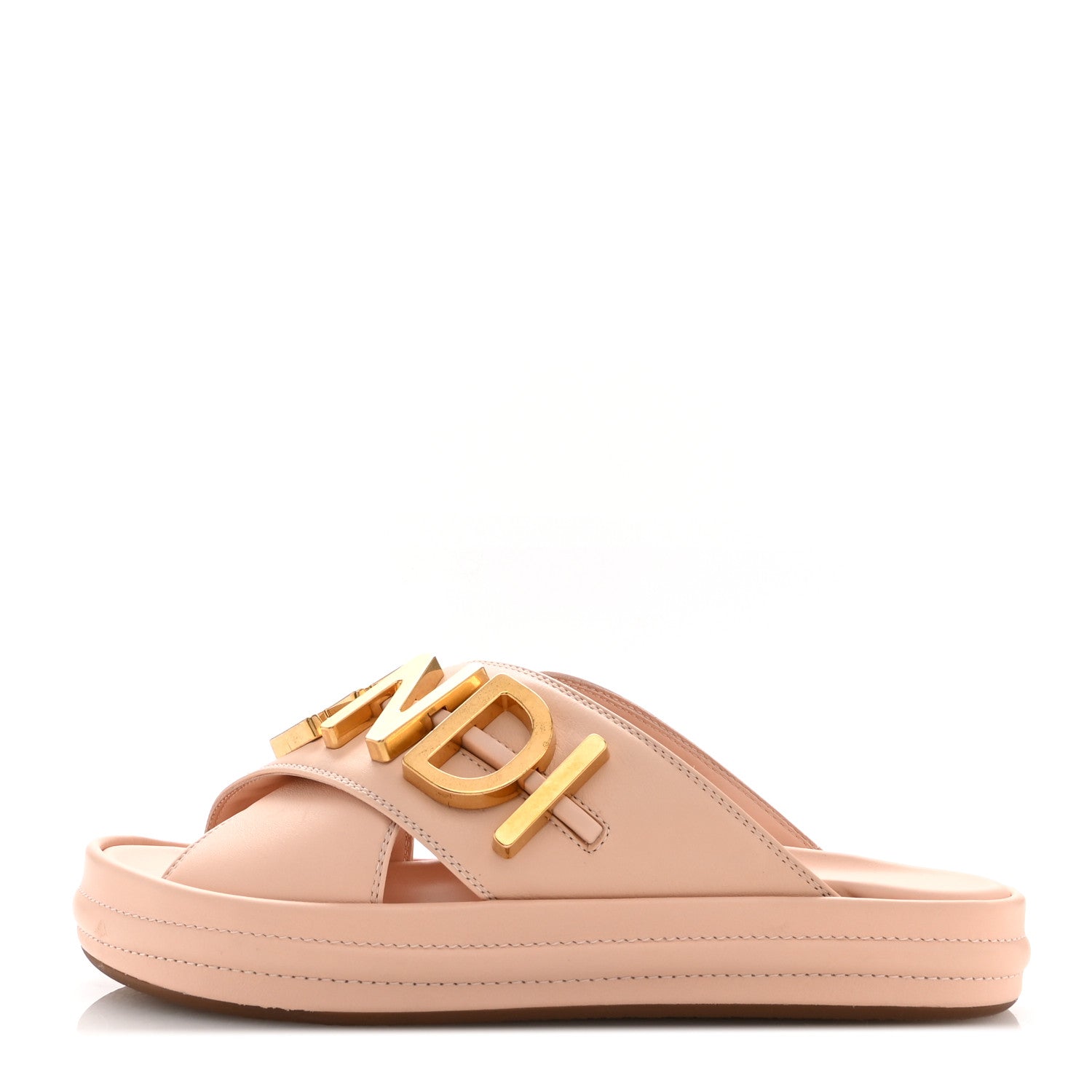 Fendi Vitello Womens Fendigraphy Slide Sandals 36 Light Rose 1633010 ...