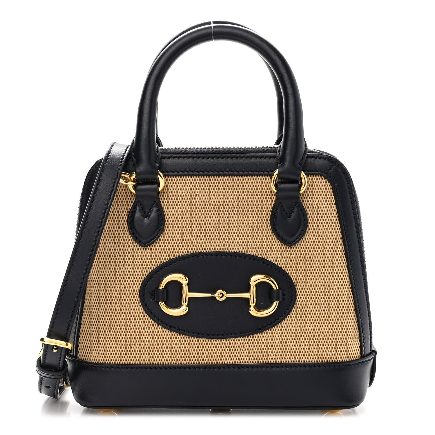 Gucci Vintage Rice Canvas Plutone Calfskin Mini Horsebit 1955 Top ...