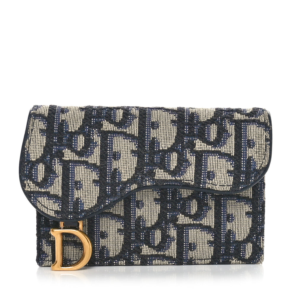 Christian Dior Oblique Saddle Card Holder Blue 1610285 – FASHIONPHILE