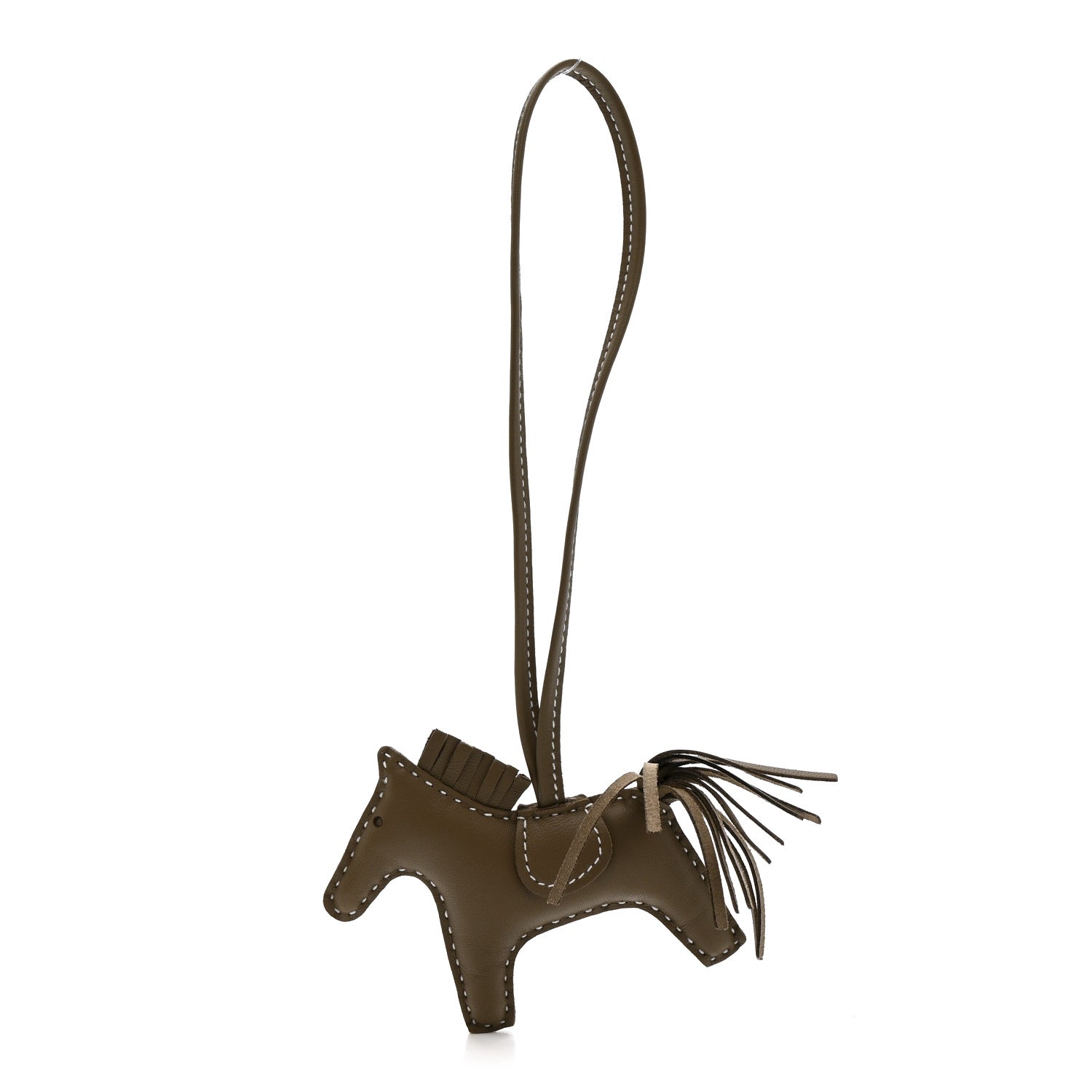 Hermes Milo Lambskin Grigri Rodeo Horse Bag Charm PM Etoupe 1801936 ...