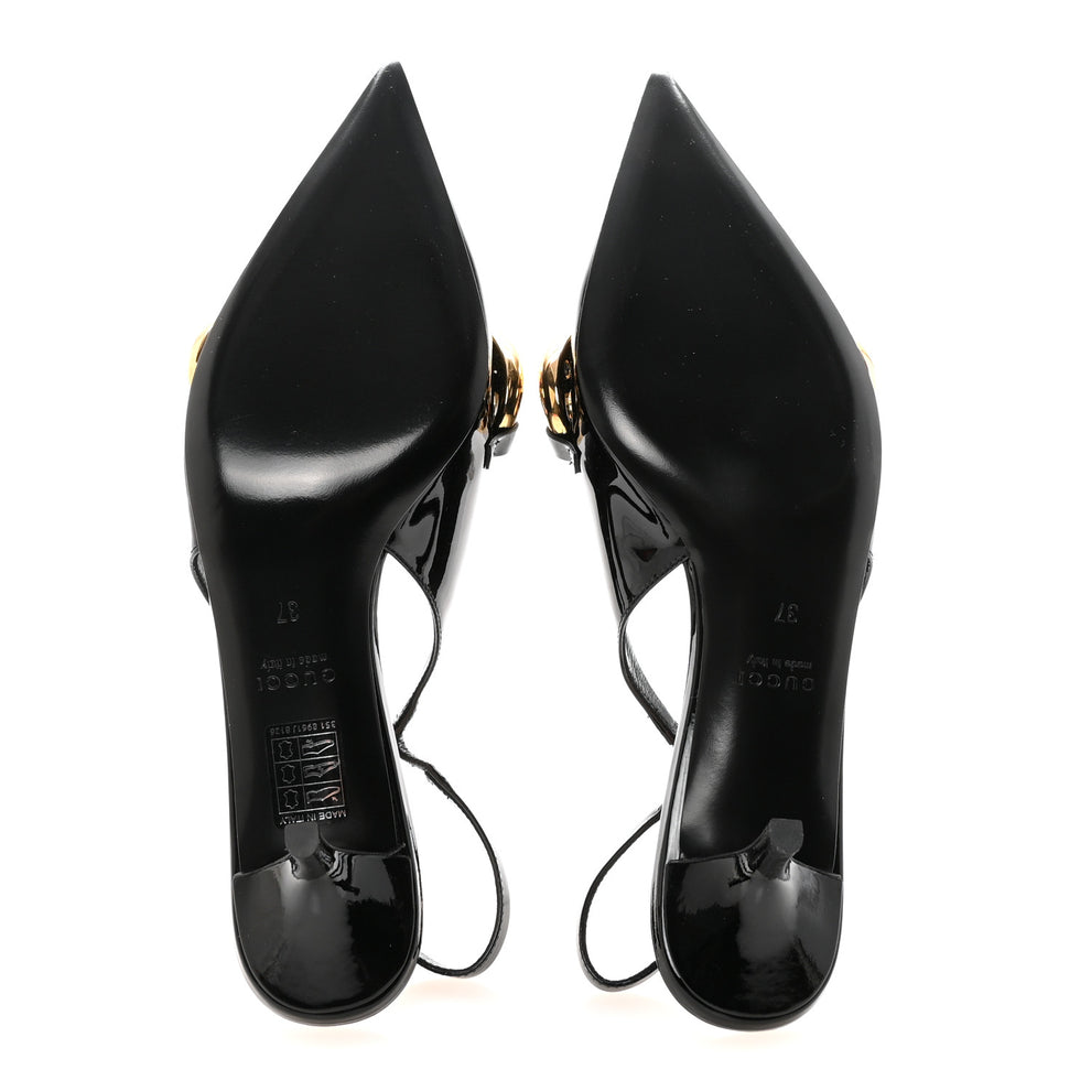 Gucci Vernice Crystal Nappa Charlotte Marina Slingback Pumps 37 Black ...