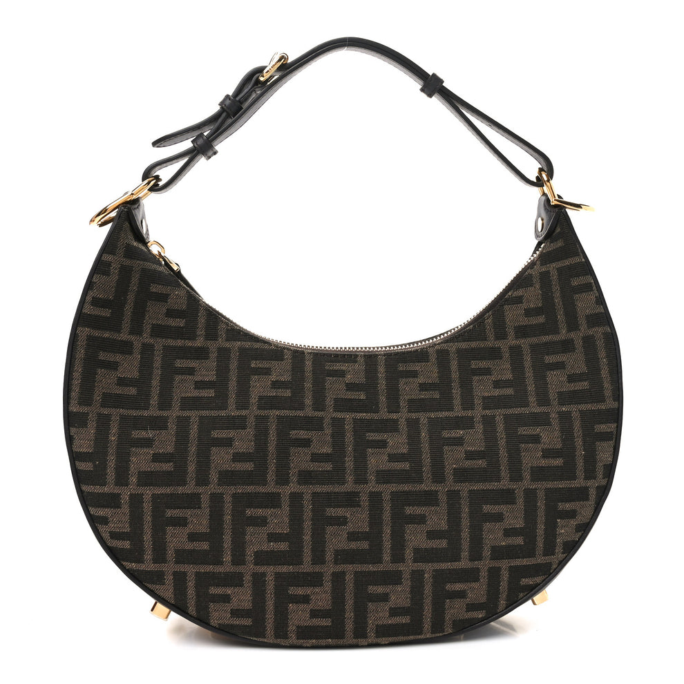 Fendi Fabric Jacquard Vitello Grace FF 1974 Small Fendigraphy Hobo Bag ...
