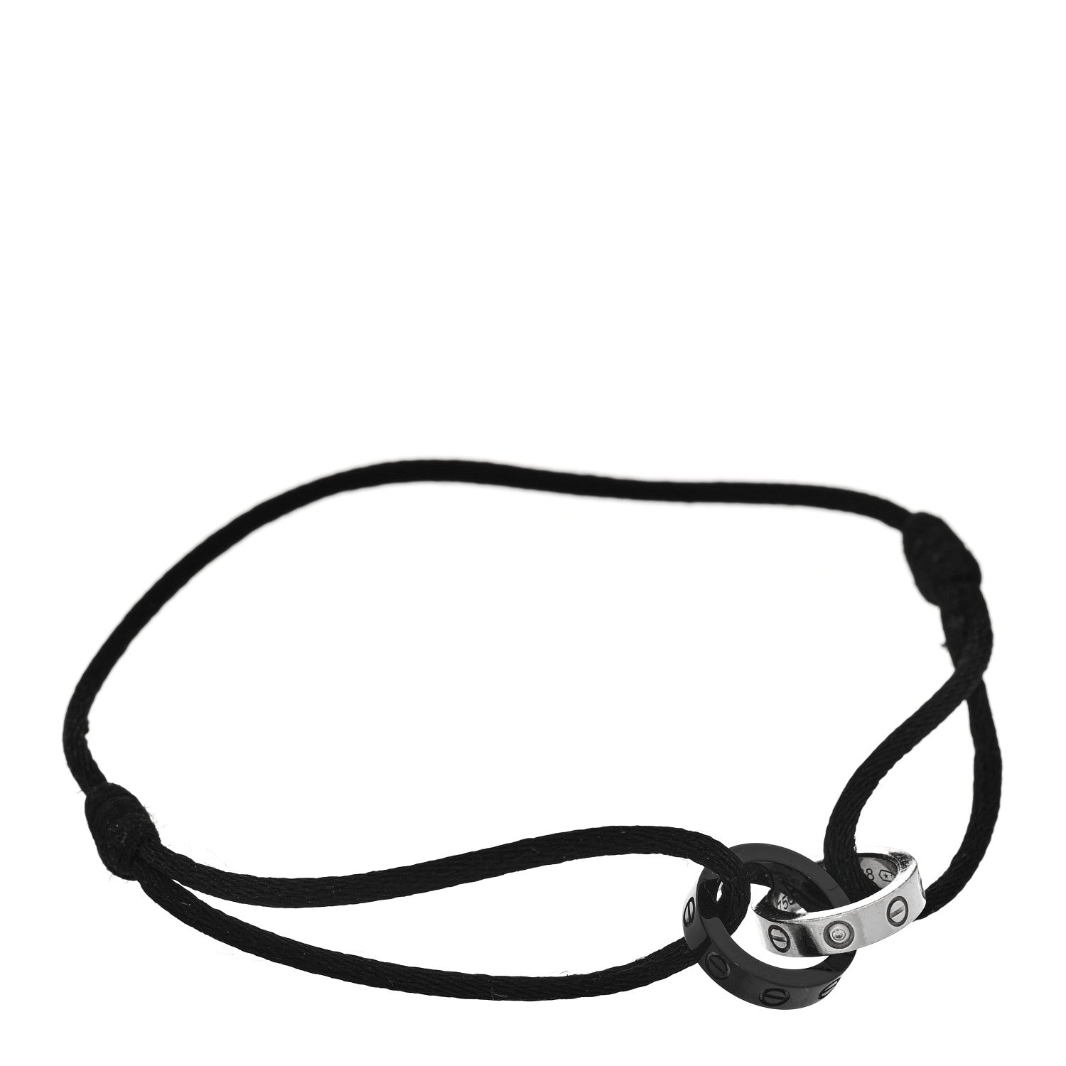 Cartier 18K White Gold Ceramic 4 Diamond LOVE Cord Bracelet Black ...