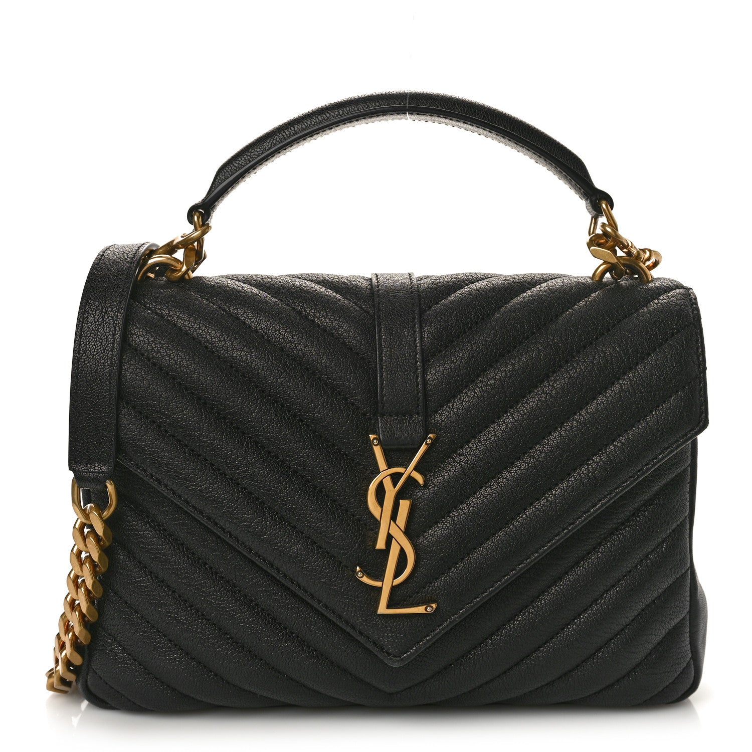 Saint Laurent Sheepskin Matelasse Chevron Monogram Medium College Bag ...