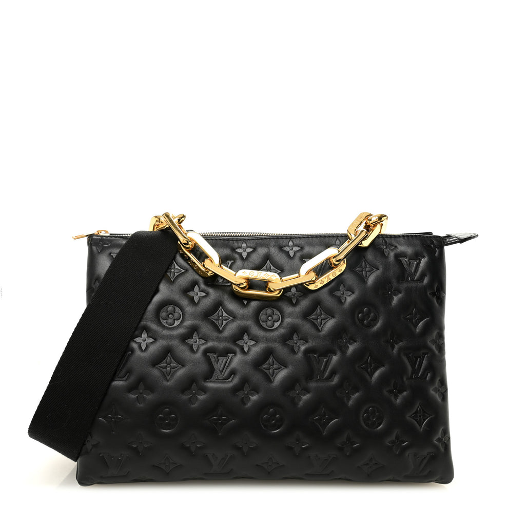 Louis Vuitton Lambskin Embossed Monogram Coussin MM Black 1801221 ...