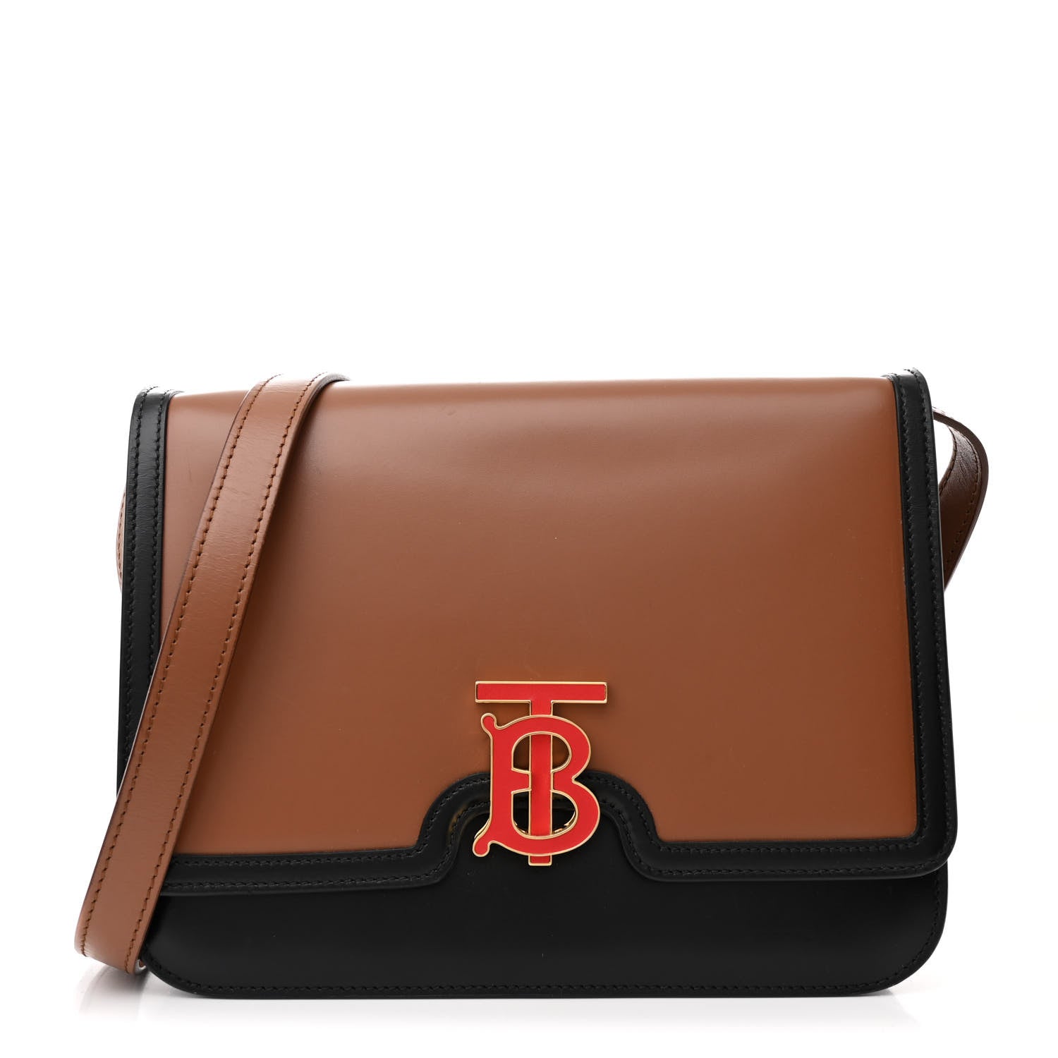 Burberry Calfskin Medium TB Bag Warm Tan Black 1662882 – FASHIONPHILE