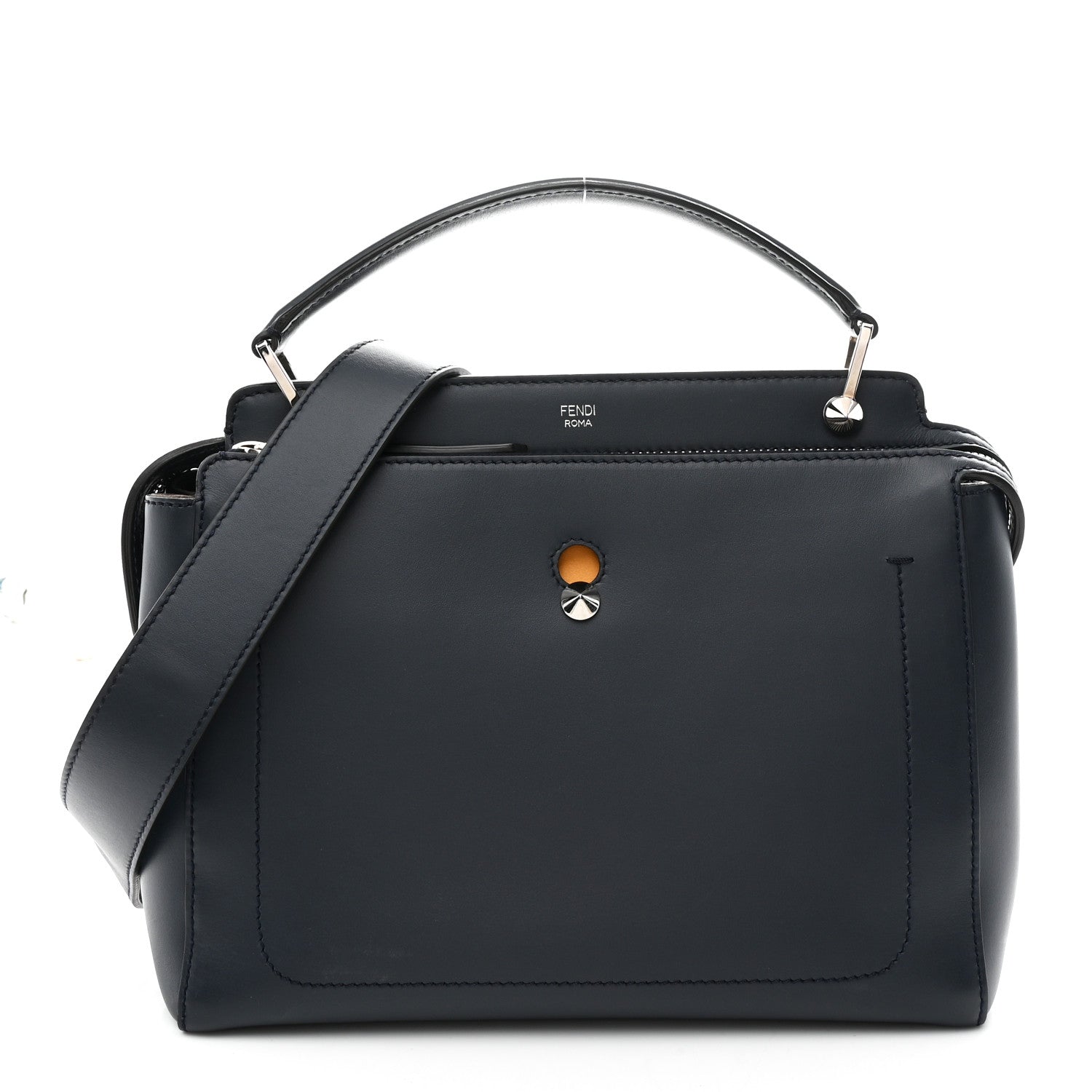 Fendi Vitello Baltico Dolce DotCom Satchel Navy Yellow 1839547 ...