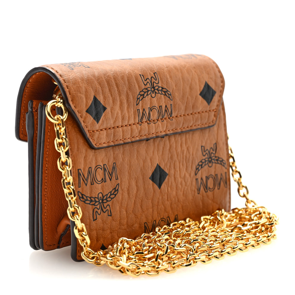 MCM Visetos Mini Tracy Chain Shoulder Bag Cognac 1787116 – FASHIONPHILE