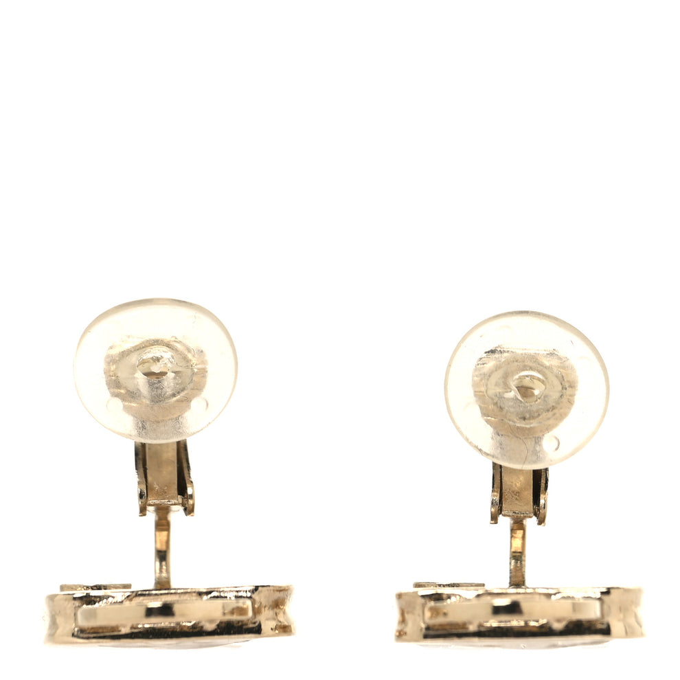 Chanel Metal Crystal Resin CC Top Handle Bag Clip On Earrings Pink ...