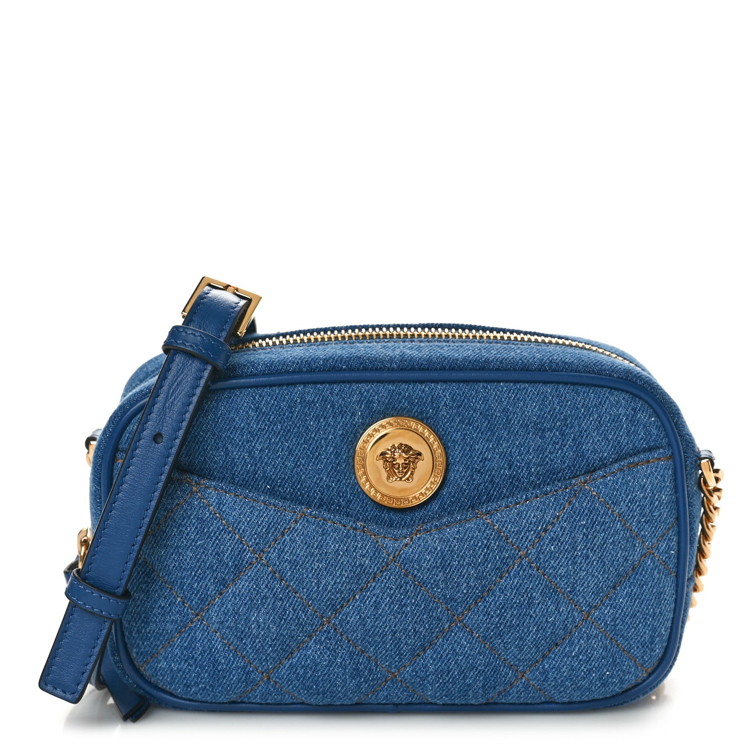 Versace Denim Quilted La Medusa Camera Bag Blue 1557895 – FASHIONPHILE