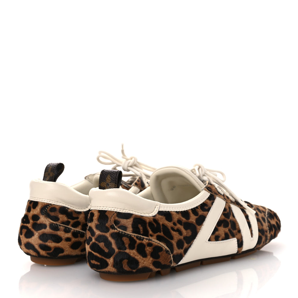 Louis Vuitton Calfskin Pony Hair Leopard LV Sneakerina 41 Brown 1777385 ...