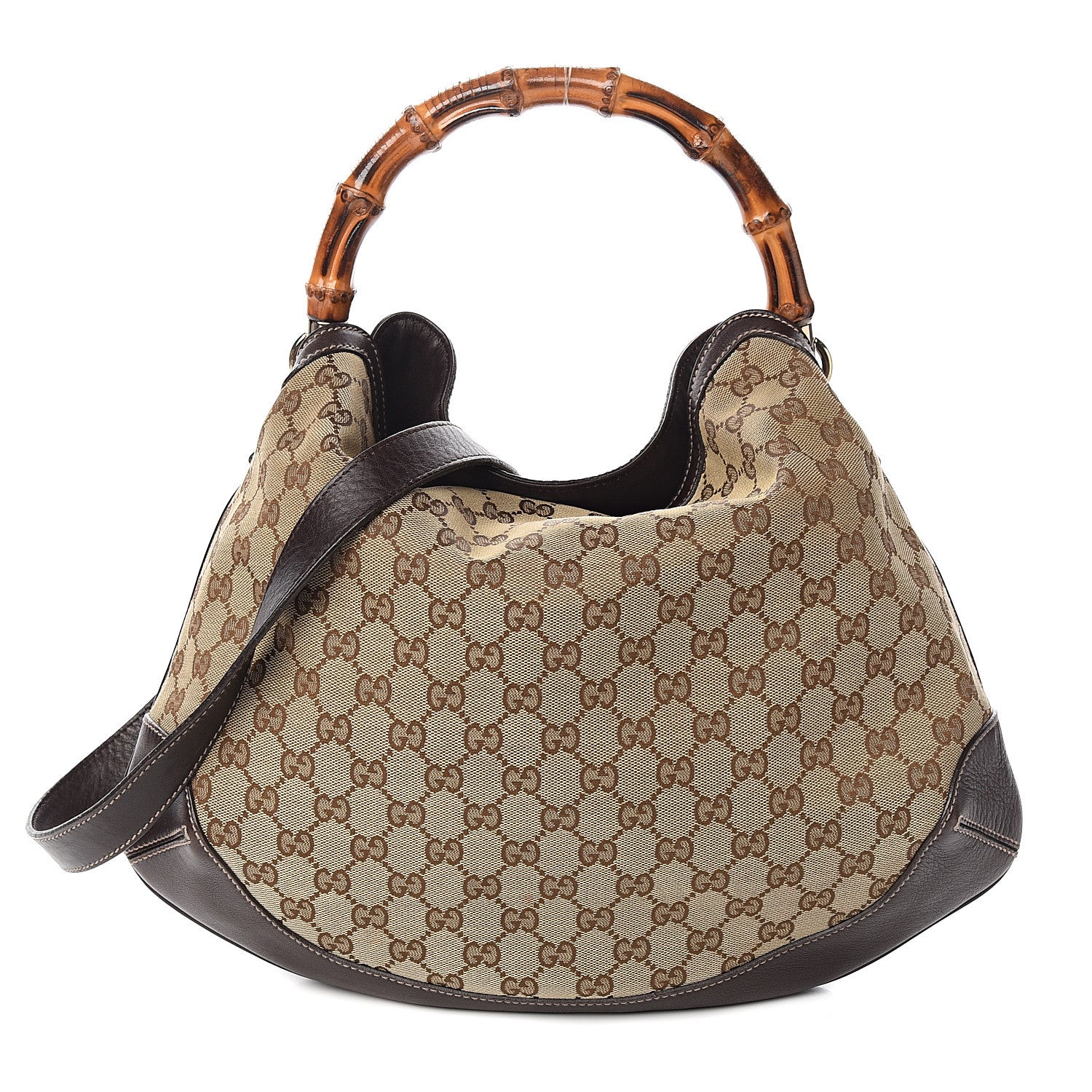 Gucci Monogram Medium Peggy Bamboo Top Handle Bag Dark Brown 542262 ...