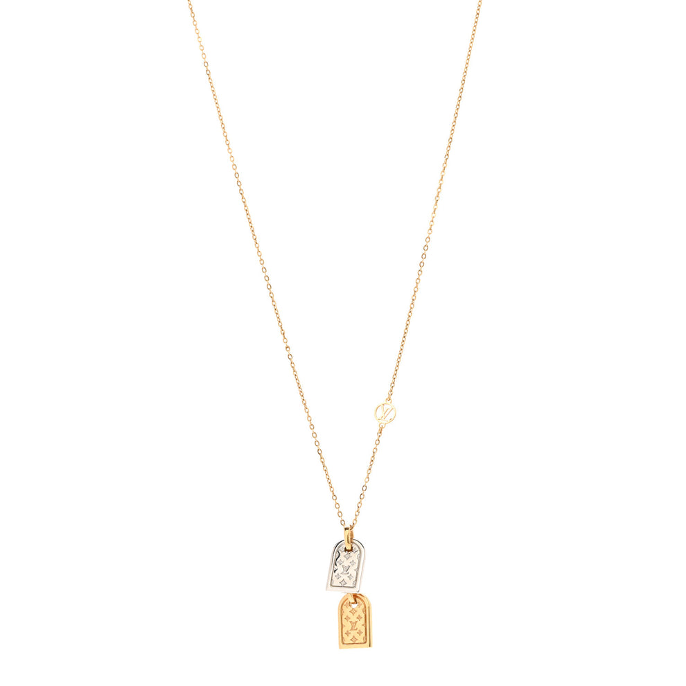 Louis Vuitton Nanogram Name Tag Necklace Gold Silver 1811745 – FASHIONPHILE