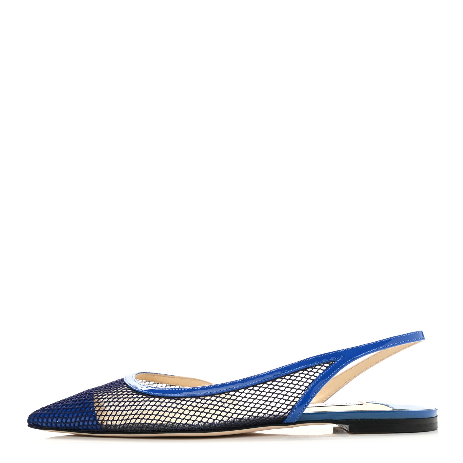 Jimmy Choo Patent Mesh Calfskin Fetto Slingback Flats 37.5 Electric ...