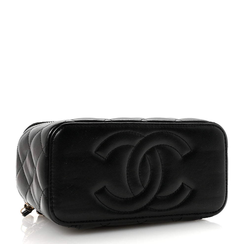 Chanel Lambskin Quilted Small Top Handle Vanity Case With Chain Black ...