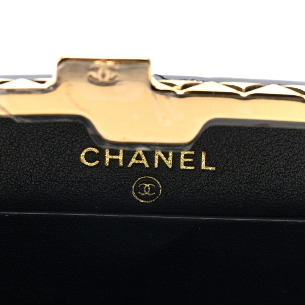 Chanel Glazed Goatskin Quilted Small Box With Chain Black 1784746 ...