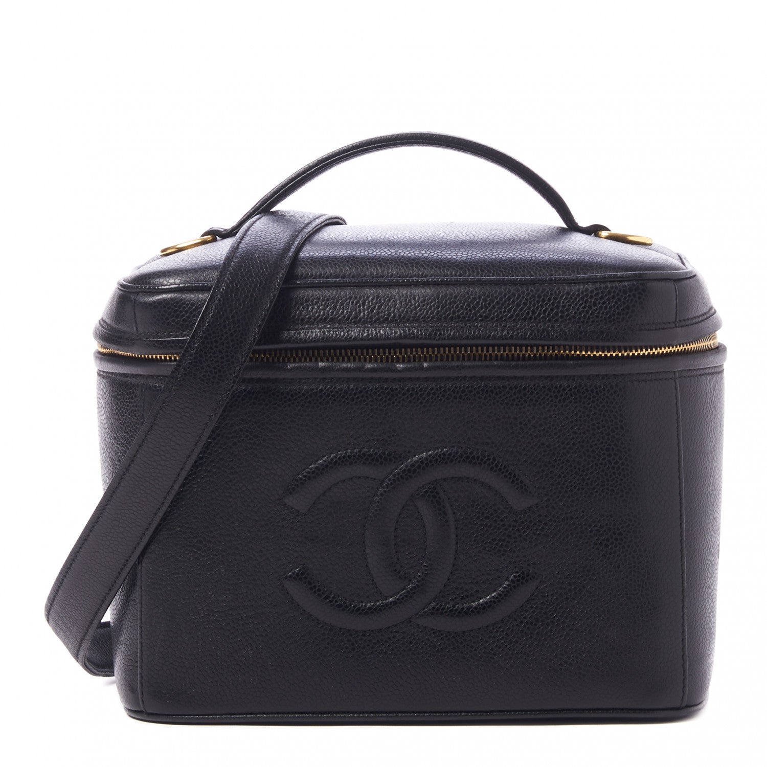 Chanel Caviar CC Vanity Train Case Black 1002901 – FASHIONPHILE