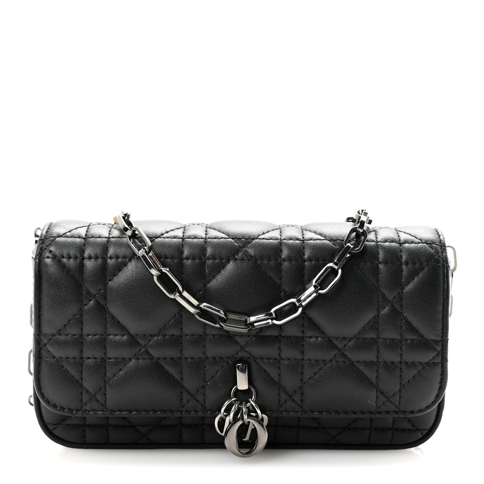 Christian Dior Lambskin Cannage Dior Talk Phone Pouch Black 1795795 ...