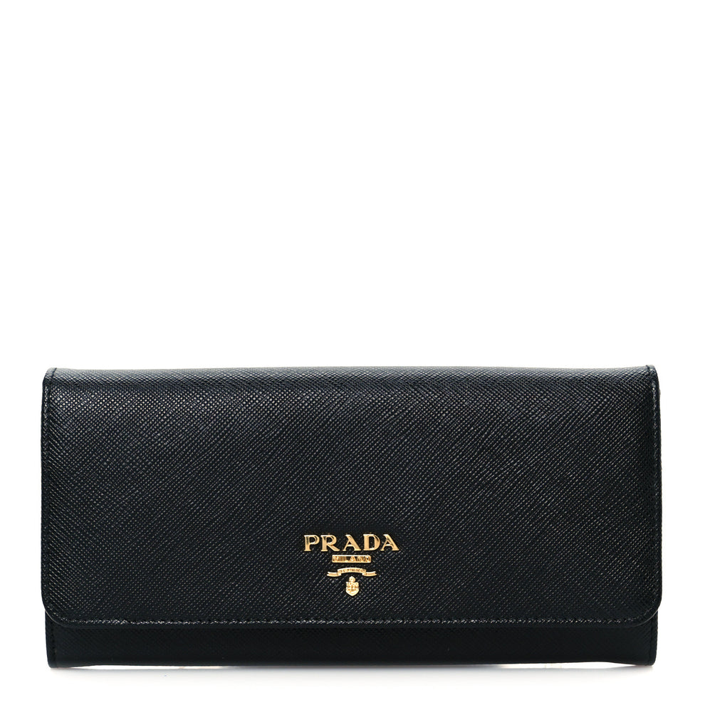 Prada Saffiano Metal Continental Flap Wallet Black 1786969 – FASHIONPHILE