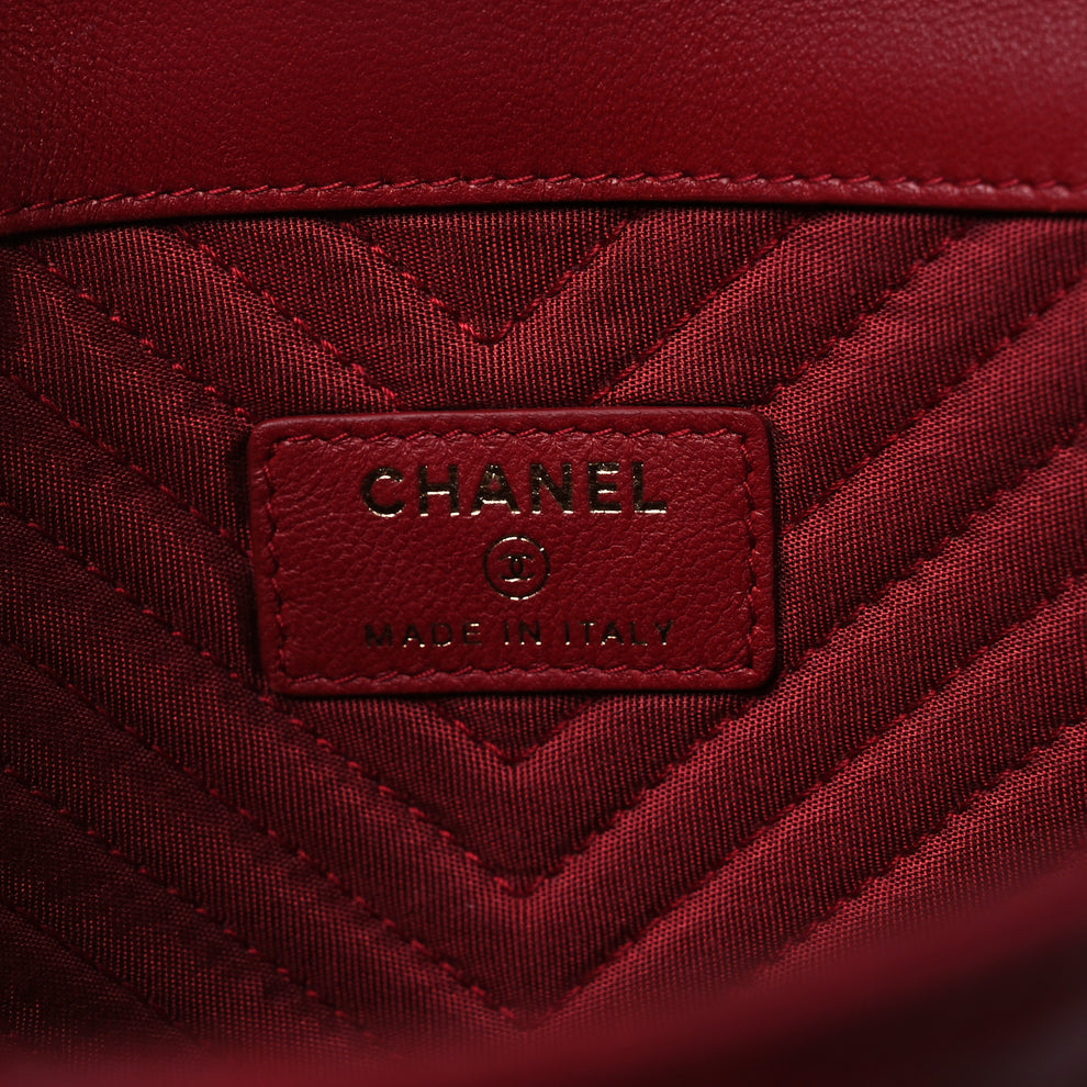 Chanel Calfskin Chevron Quilted Small Envelope Clutch Red 1796102 ...