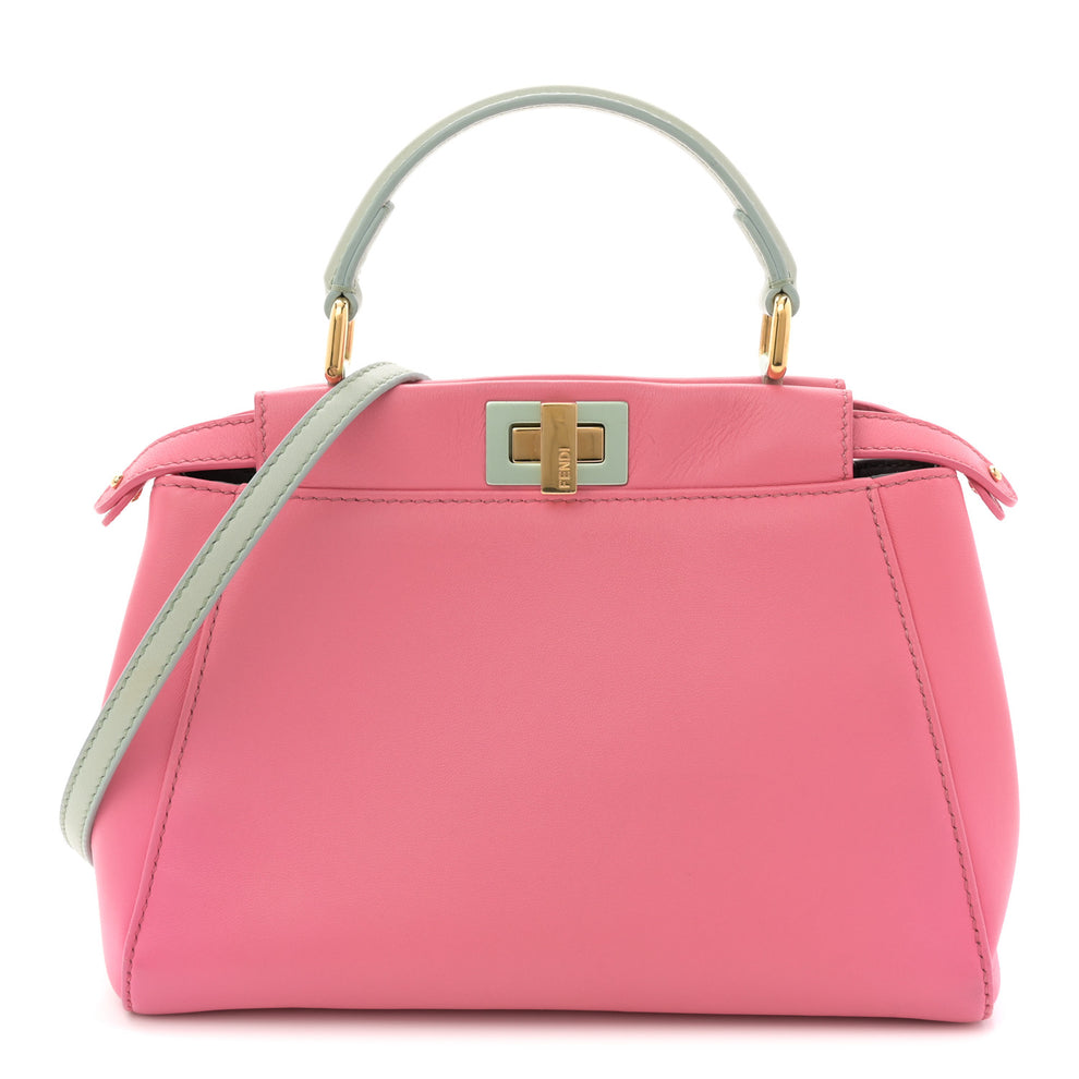 Fendi Nappa Colorblock Mini Peekaboo Iconic Satchel Rosa Fluo Oxigen ...